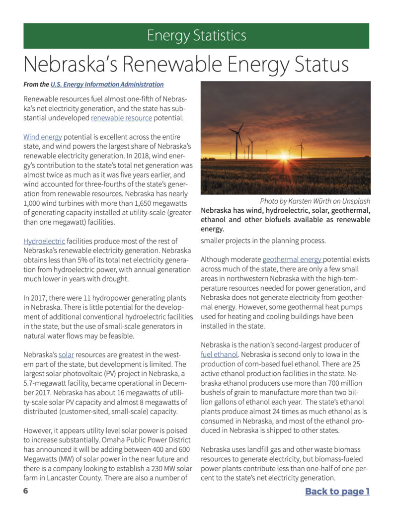Nebraska’s Renewable Energy Status - New Power Nebraska